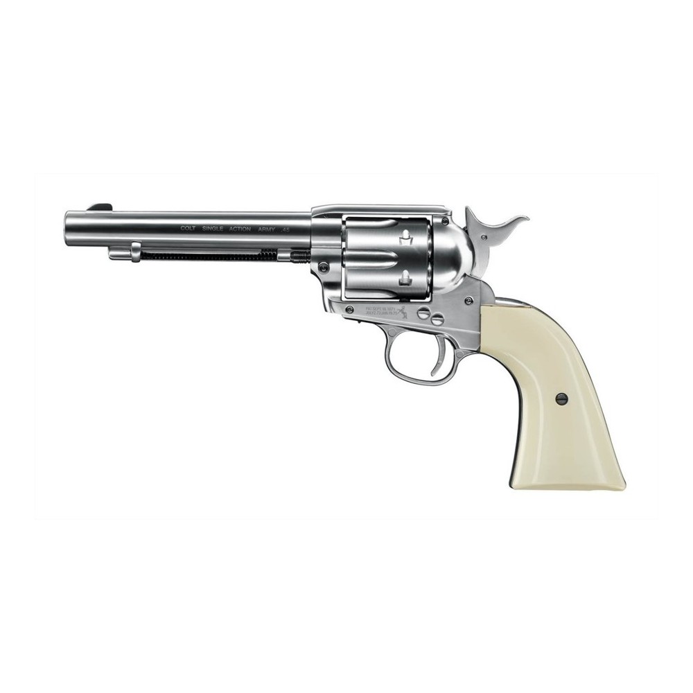 UMAREX COLT PISTOLA/REVOLVER SAA 45 PEACEMAKER CO2 PELLET NICHELATA -7 ...