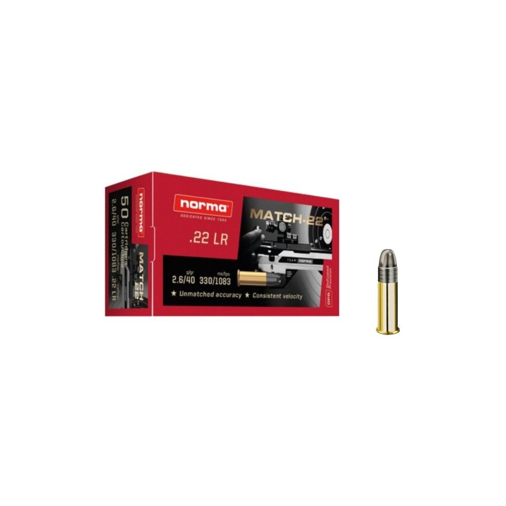 NORMA CARTUCCE CAL .22LR MATCH-22 40grs *Conf. da 50pz*